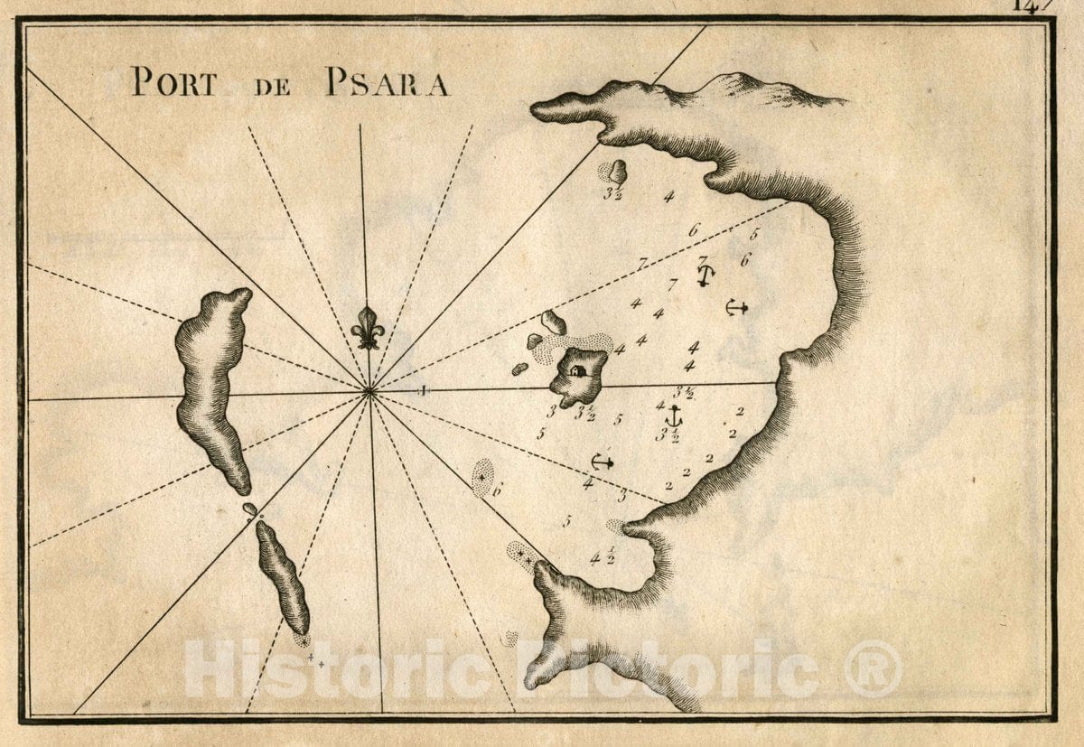 Historic Map : Pl. 147. Port de Psara (Port of Psara), 1764 Chart - Vi ...