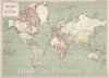 Historic Map : The World on Mercators Projection, 1915 Atlas - Vintage - Historic Pictoric