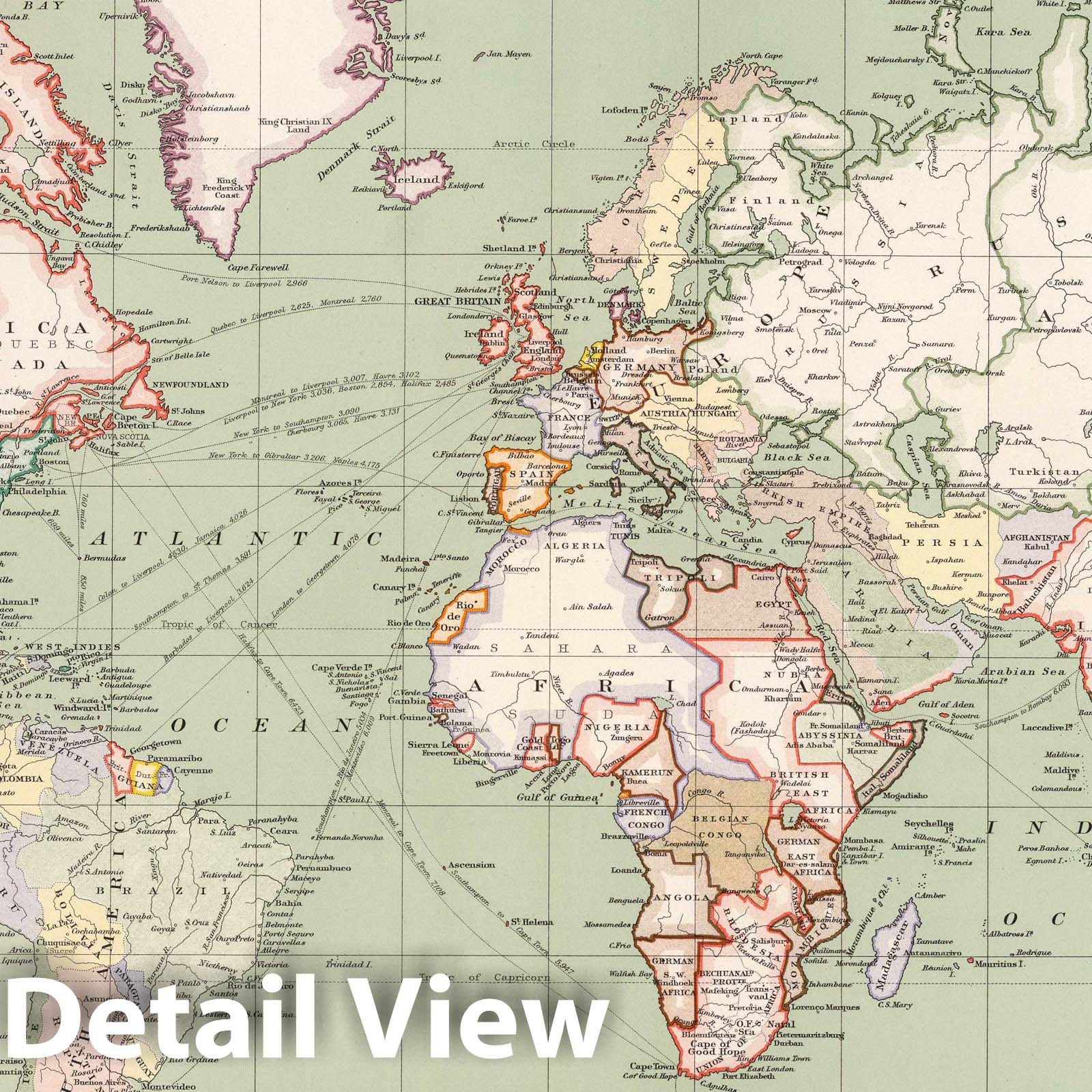 Historic Map : The World on Mercators Projection, 1915 Atlas - Vintage ...