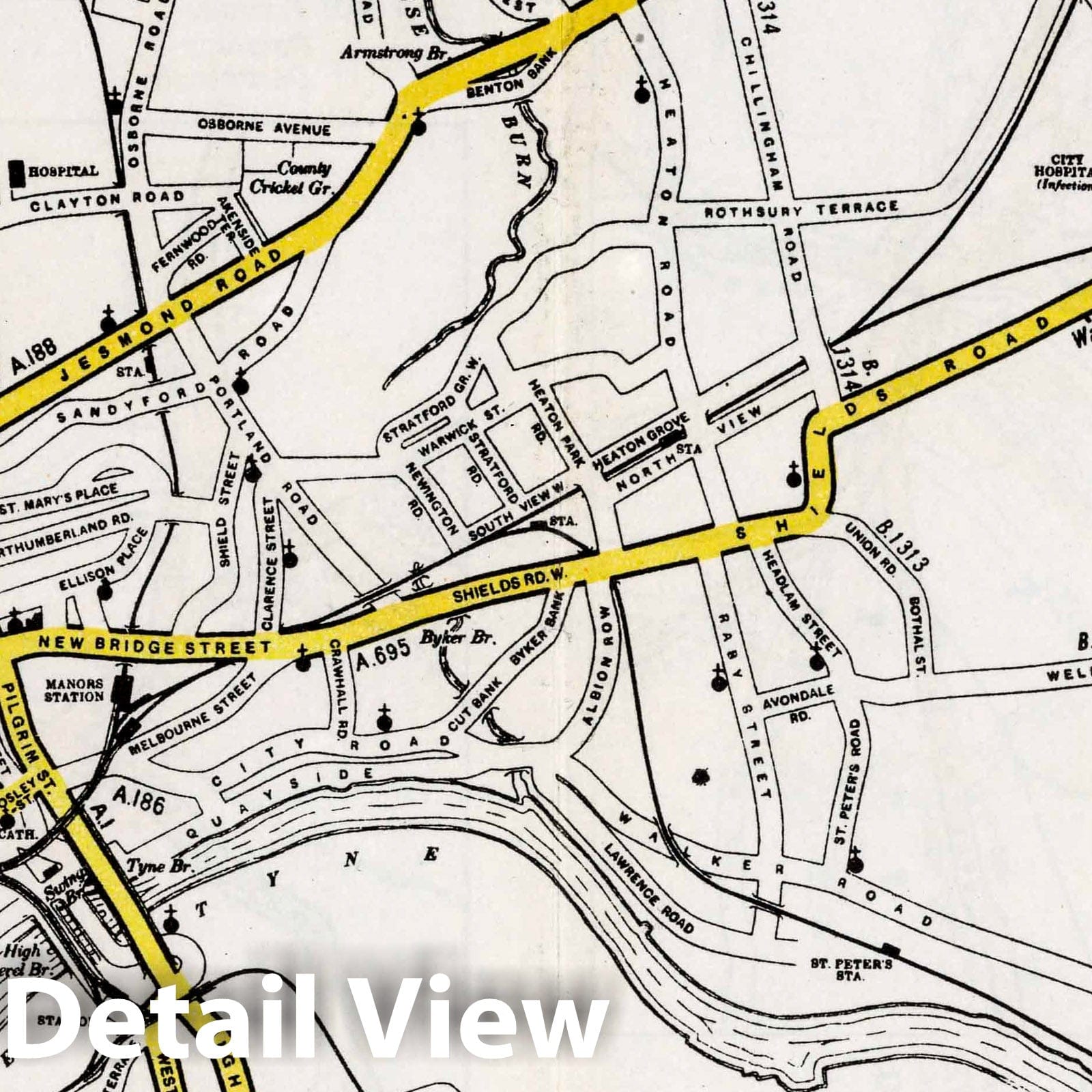 Historic Map : Newcastle Upon Tyne, 1941 Military Atlas - Vintage Wall ...