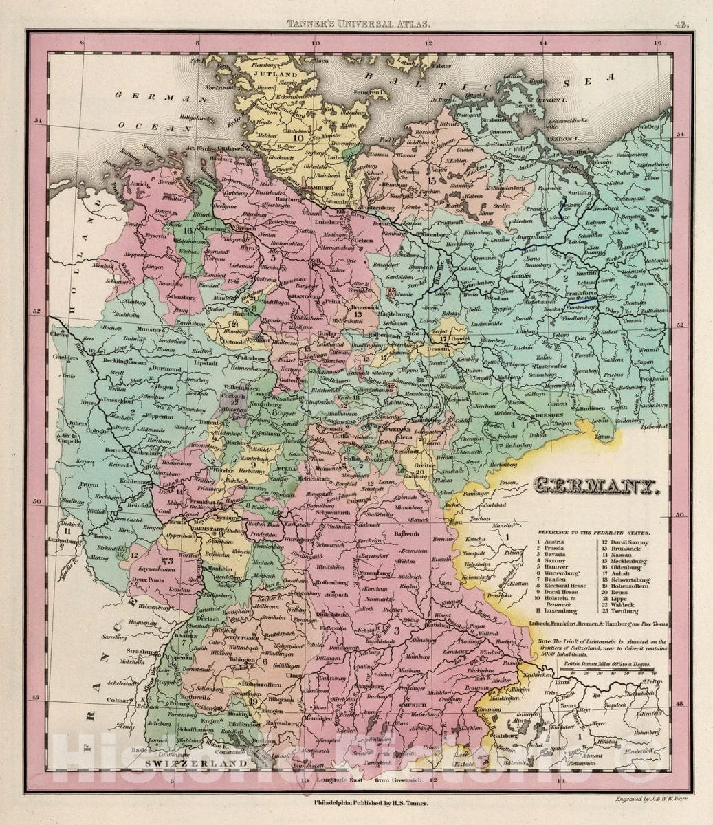 Historic Wall Map : Germany, 1842 Atlas - Vintage Wall Art – Historic ...