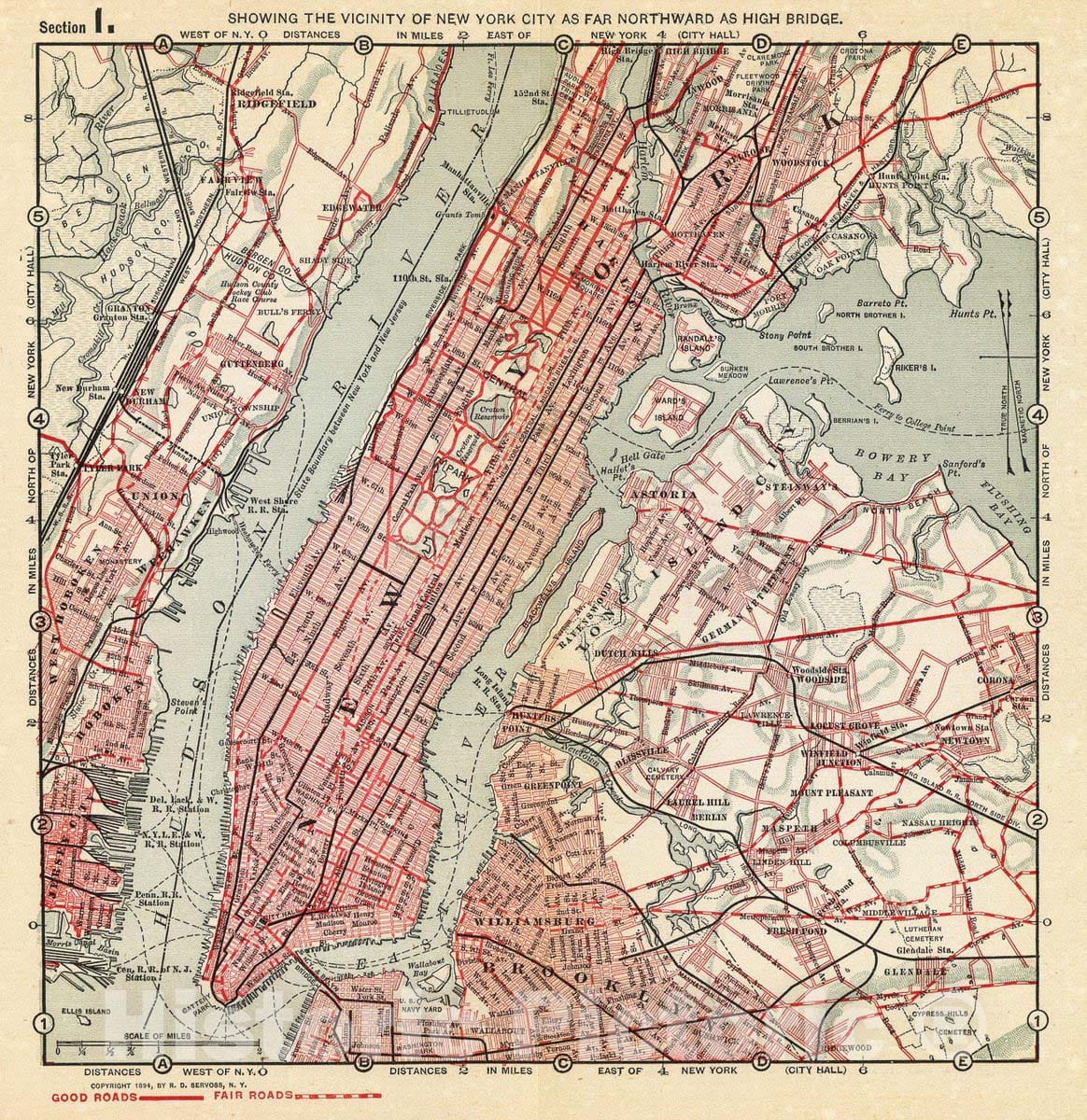 Historic Map : New York City., 1895, Vintage Wall Decor – Historic Pictoric
