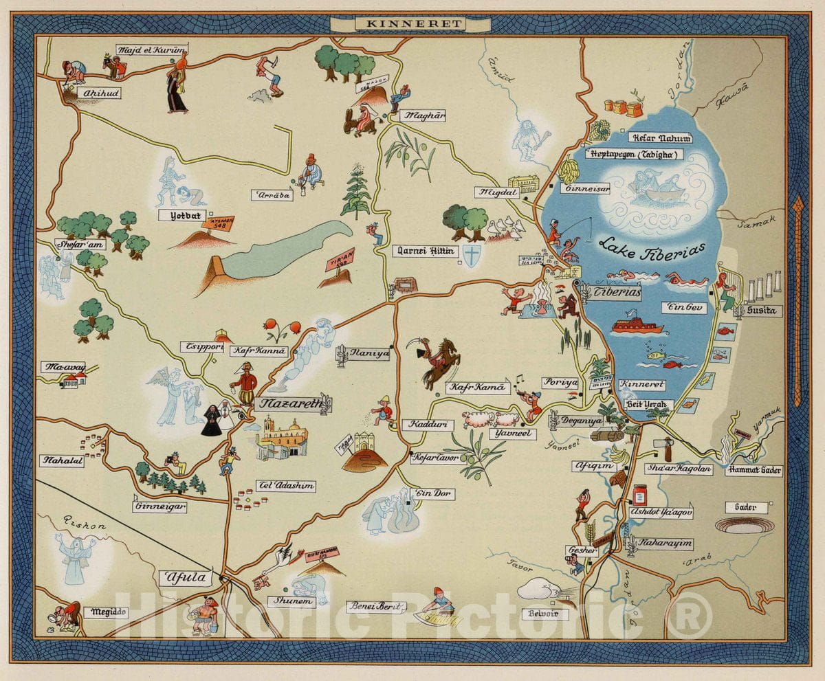 Historic Map : Kinneret. (to accompany) Israel in pictorial maps, 1957 ...