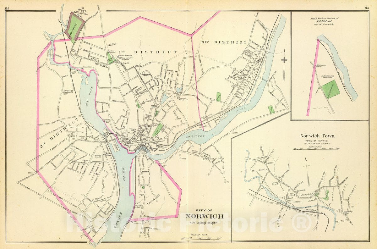 Historic Map : Norwich., 1893, Vintage Wall Decor – Historic Pictoric