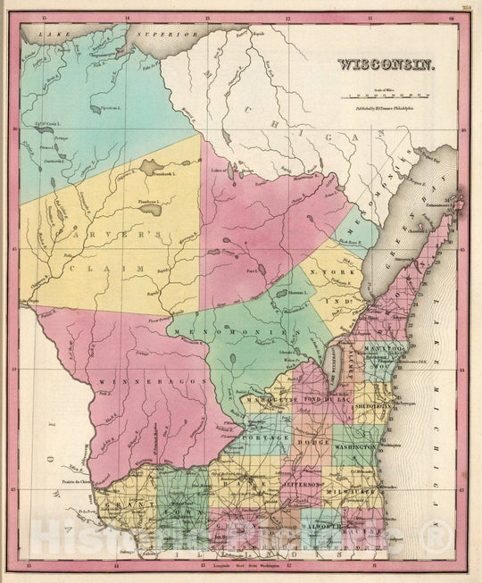 Historic Map : Wisconsin, 1842 Atlas - Vintage Wall Art – Historic Pictoric