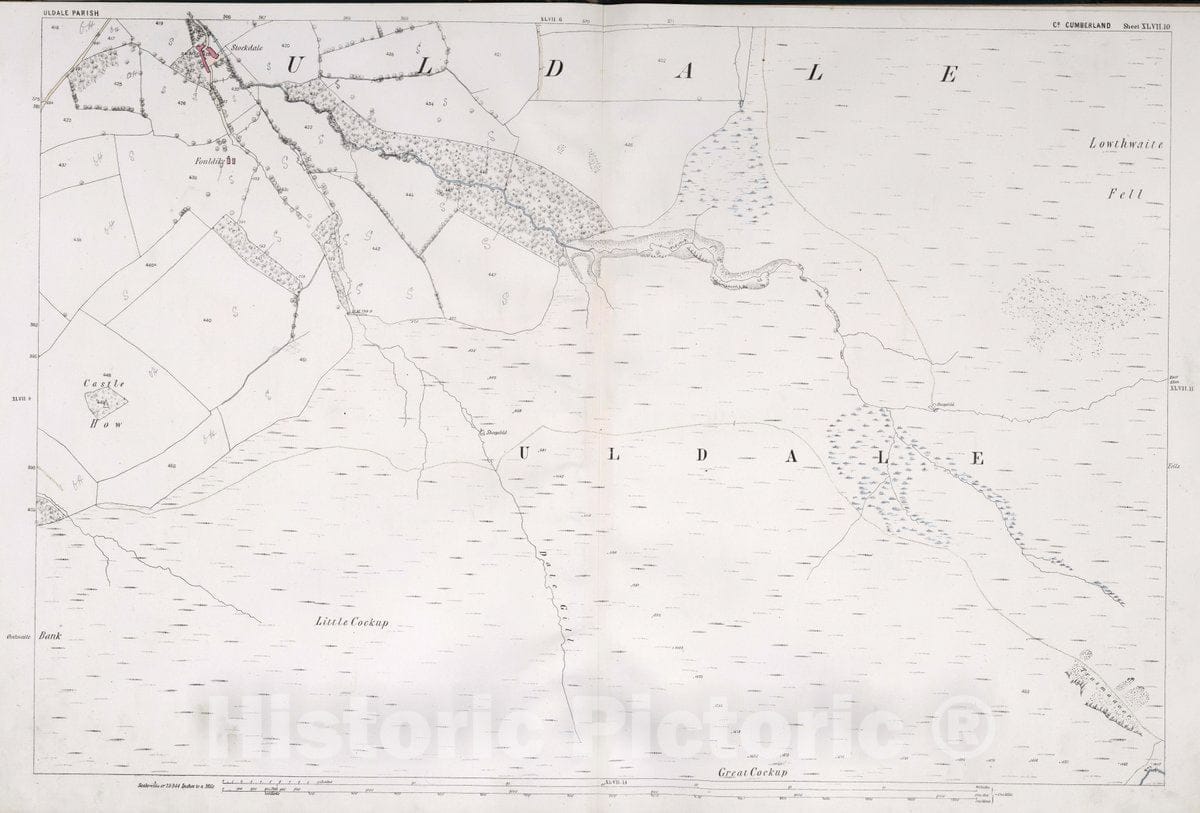 Historic Map : Uldale Parish. Co. Cumberland. Sheet XLVII.10, 1865 Atl ...