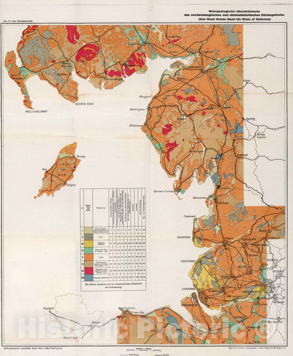 Historic Map : Geological Map of NW England and SW Scottish Coasts (Gr ...