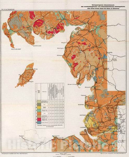 Historic Map : Geological Map of NW England and SW Scottish Coasts (Gr ...