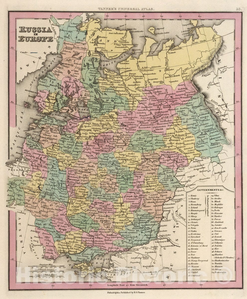 Historic Map : Russia in Europe, 1842 Atlas - Vintage Wall Art ...