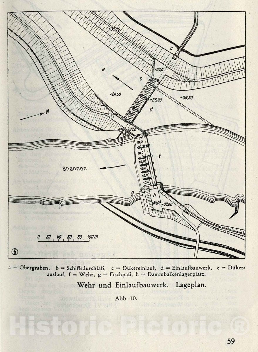 Historic Map : Fig. 10. A Weir and Turbine Building Locations, 1940 Mi ...