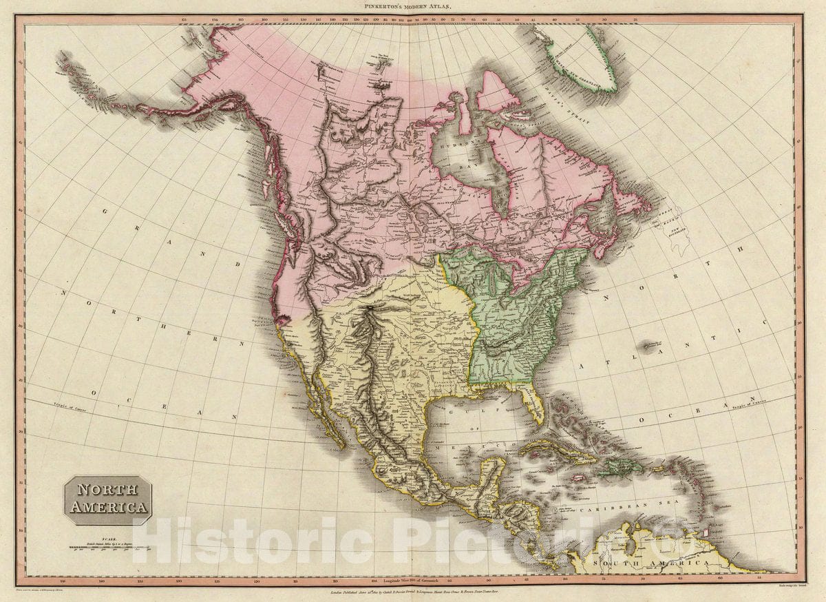 Historic Map : North America., 1815, Vintage Wall Decor – Historic Pictoric