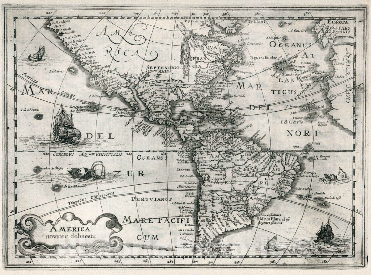 Historic Map : America noviter delineata, 1636 Atlas - Vintage Wall Ar ...
