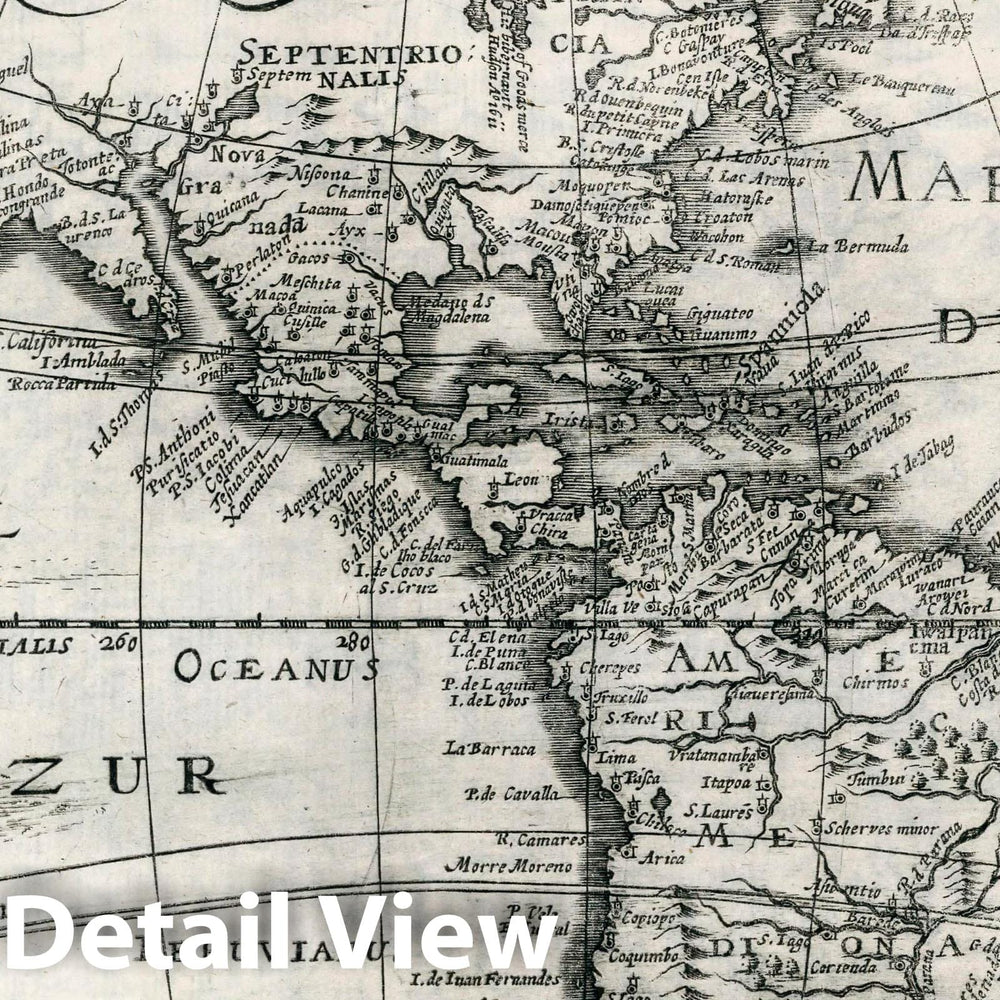 Historic Map : America noviter delineata, 1636 Atlas - Vintage Wall Ar ...