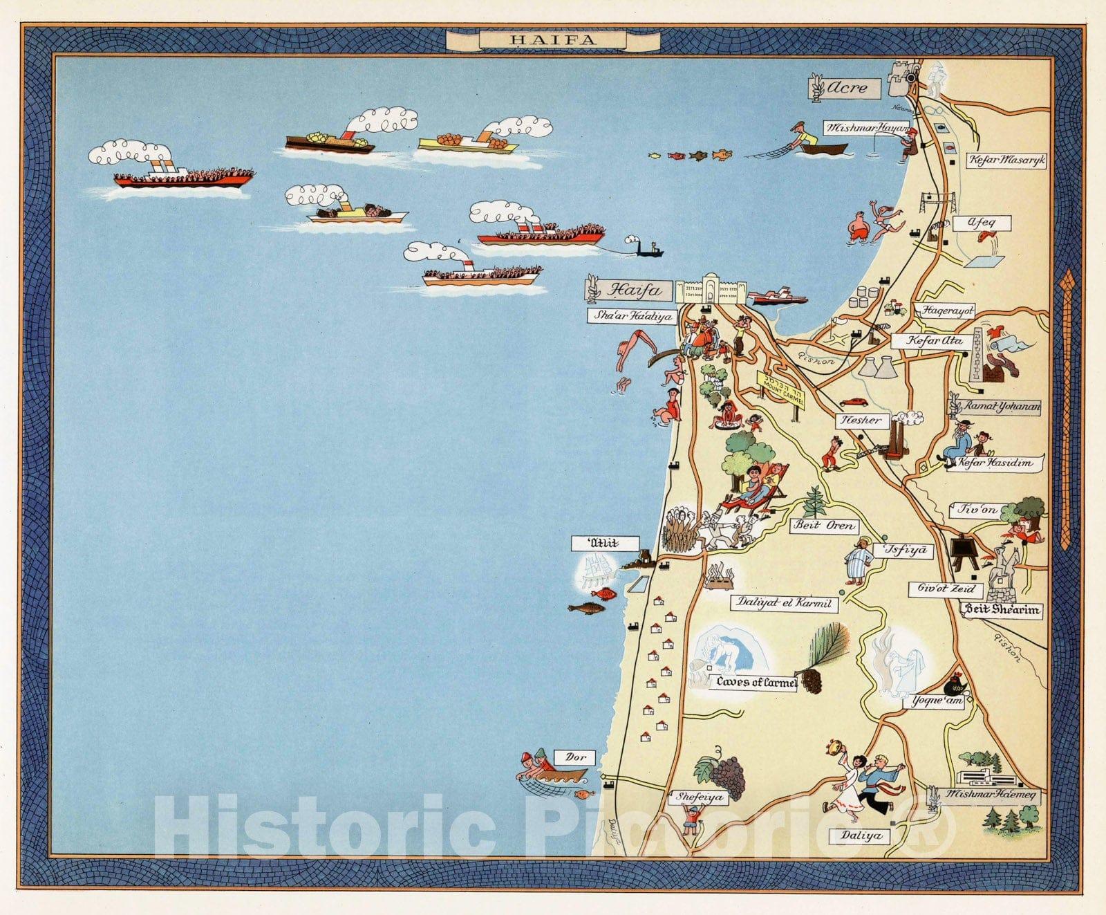 Historic Map - Haifa. (to accompany) Israel in pictorial maps, 1957 At ...