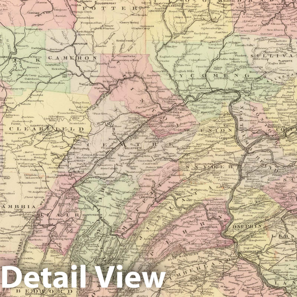 Historic Wall Map : 1882 Pennsylvania. - Vintage Wall Art – Historic ...