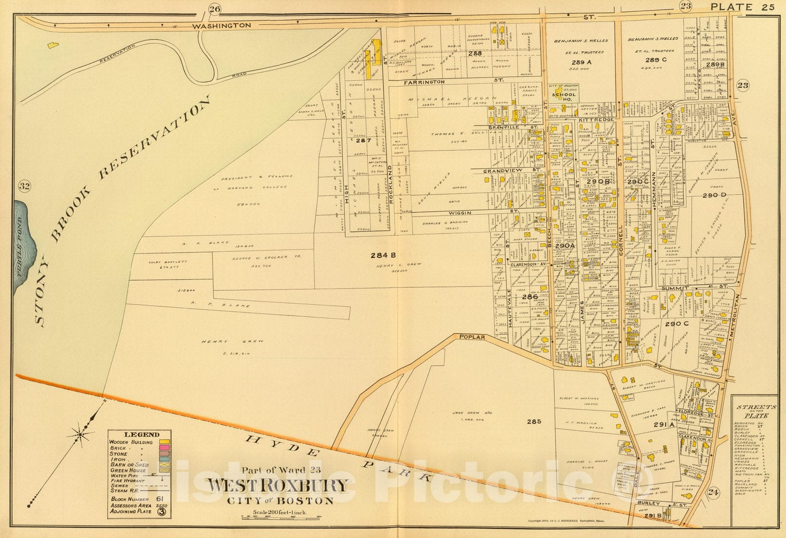 Historic Wall Map : City Atlas - 1899 25. Ward 23 West Roxbury. - Vint ...
