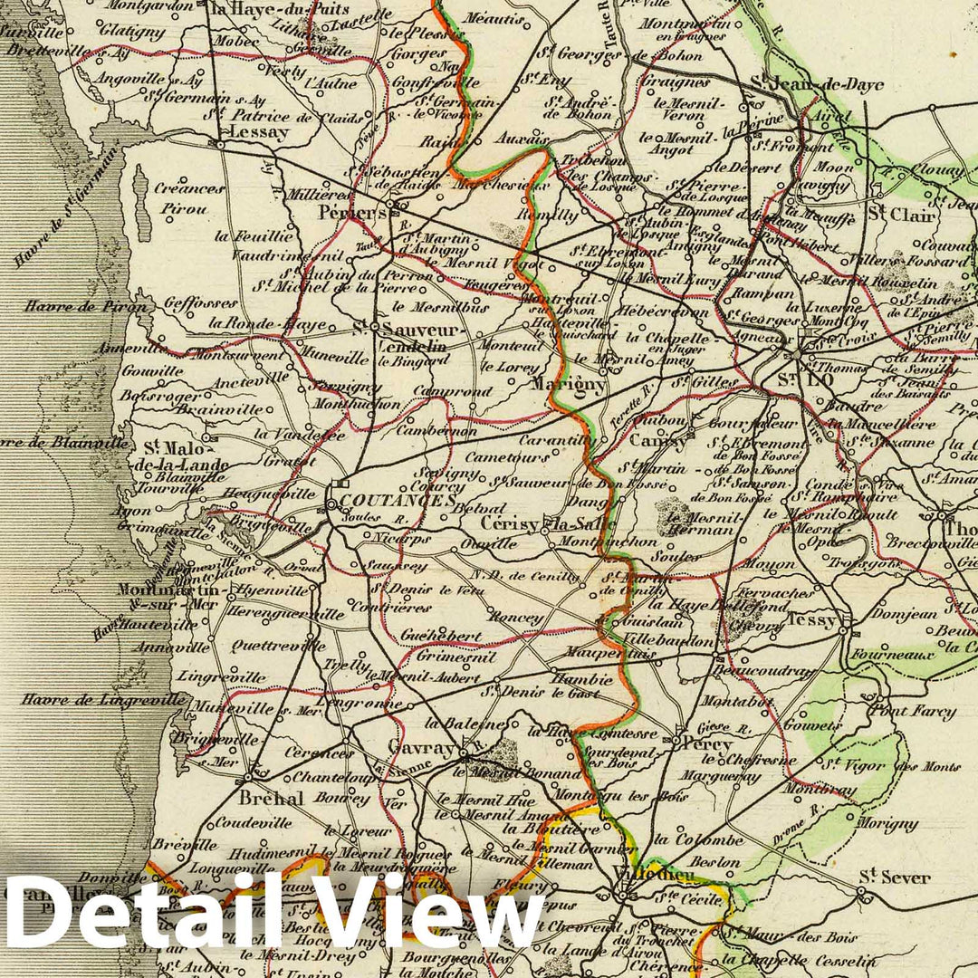 Historic Map : France, 1856 Dept. De La Manche. , Vintage Wall Art ...