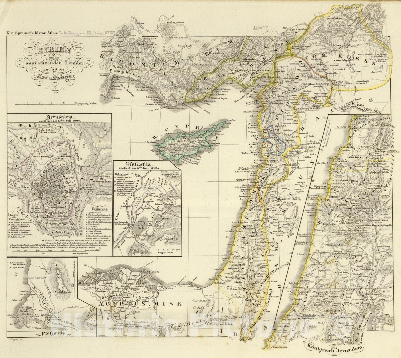 Historic Map : Israel; Syria , Jerusalem, Antioch Region (Turkey) 1855 ...