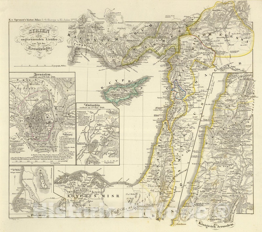 Historic Map : Israel; Syria , Jerusalem, Antioch Region (Turkey) 1855 ...
