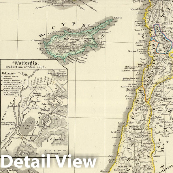 Historic Map : Israel; Syria , Jerusalem, Antioch Region (Turkey) 1855 ...
