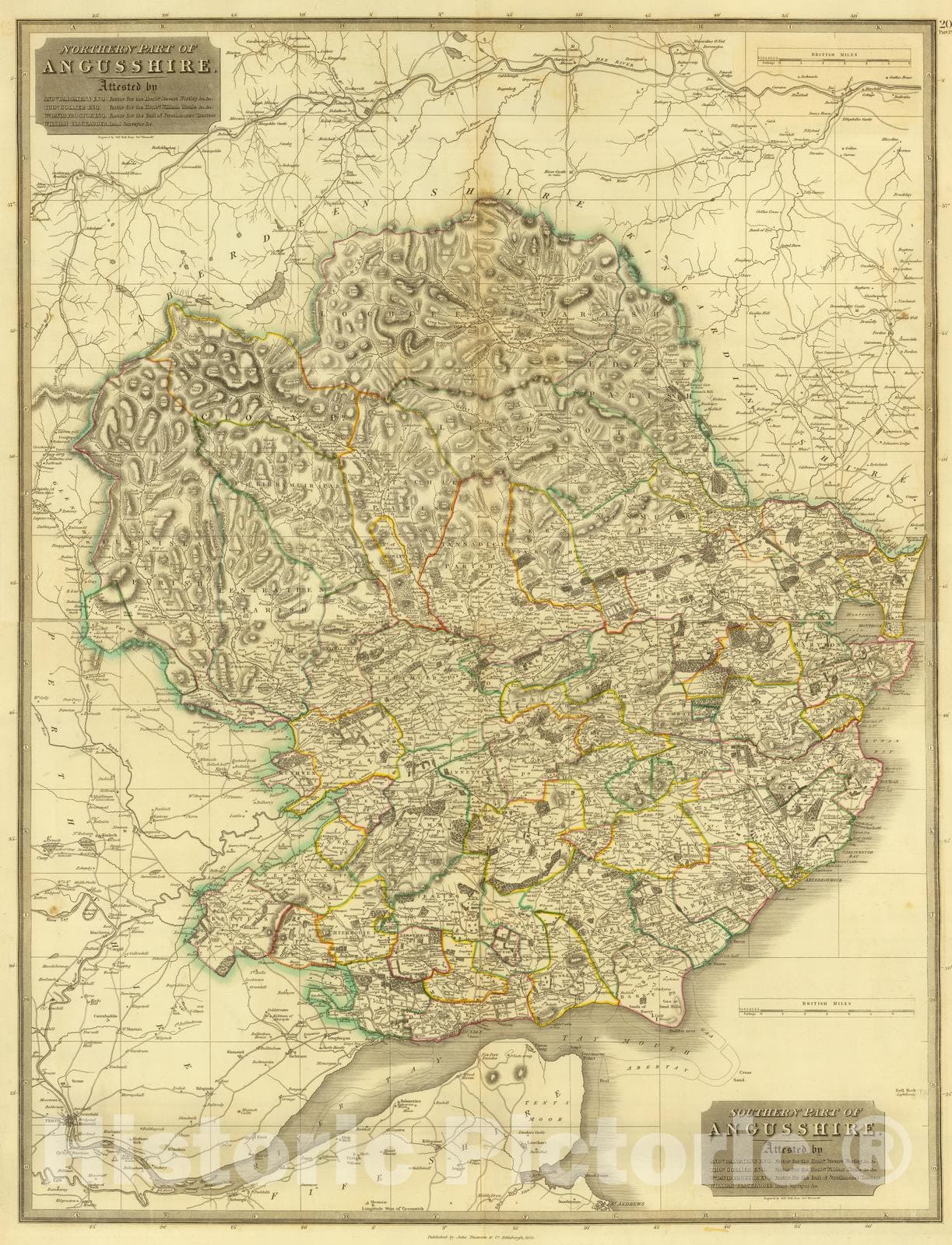 Historic Map : National Atlas - 1832 Composite: Angusshire. - Vintage ...