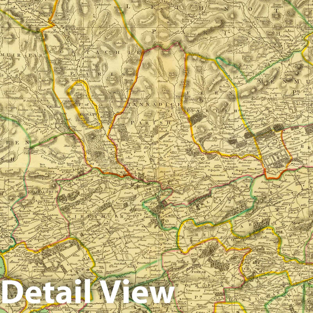 Historic Map : National Atlas - 1832 Composite: Angusshire. - Vintage ...