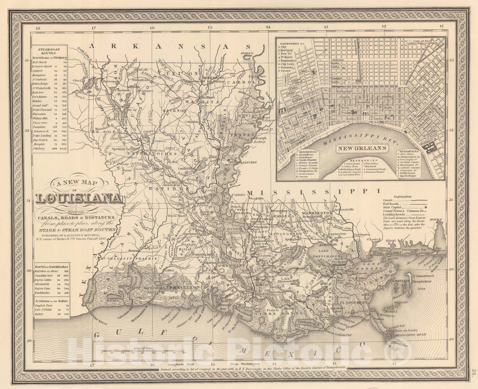 Historic Map : 1848 Louisiana. v1 - Vintage Wall Art – Historic Pictoric