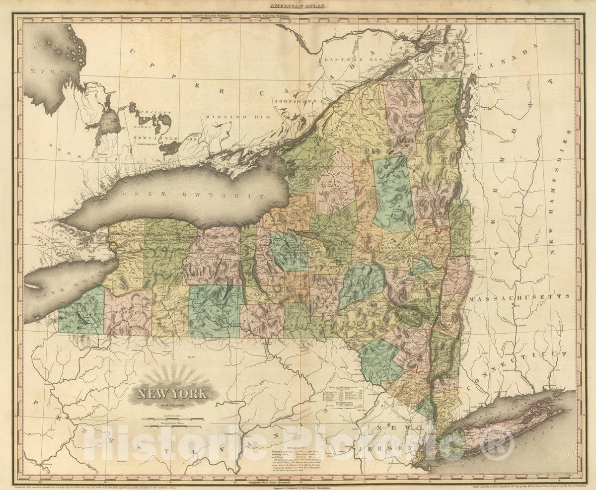 Historic Map : 1833 New York. v1 - Vintage Wall Art – Historic Pictoric