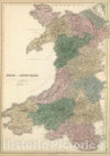 Historic Map : 1854 Wales. - Vintage Wall Art – Historic Pictoric