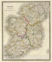 Historic Map : 1844 Ireland. - Vintage Wall Art – Historic Pictoric