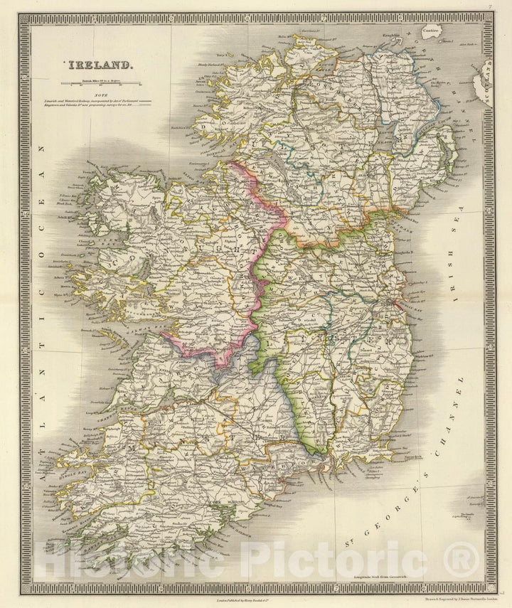 Historic Map : 1844 Ireland. - Vintage Wall Art – Historic Pictoric
