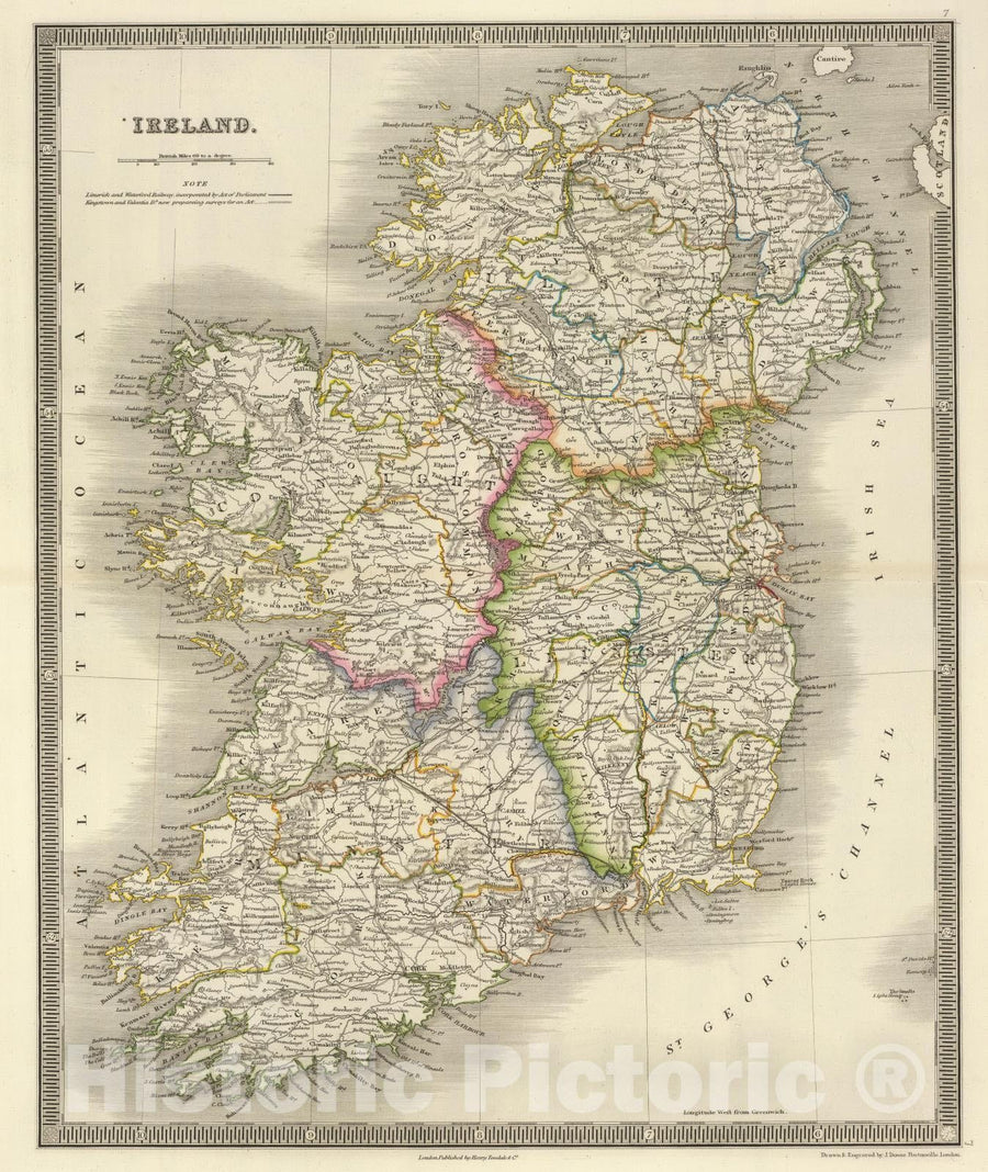 Historic Map : 1844 Ireland. - Vintage Wall Art – Historic Pictoric