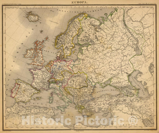 Historic Map : 1865 Europa. - Vintage Wall Art – Historic Pictoric