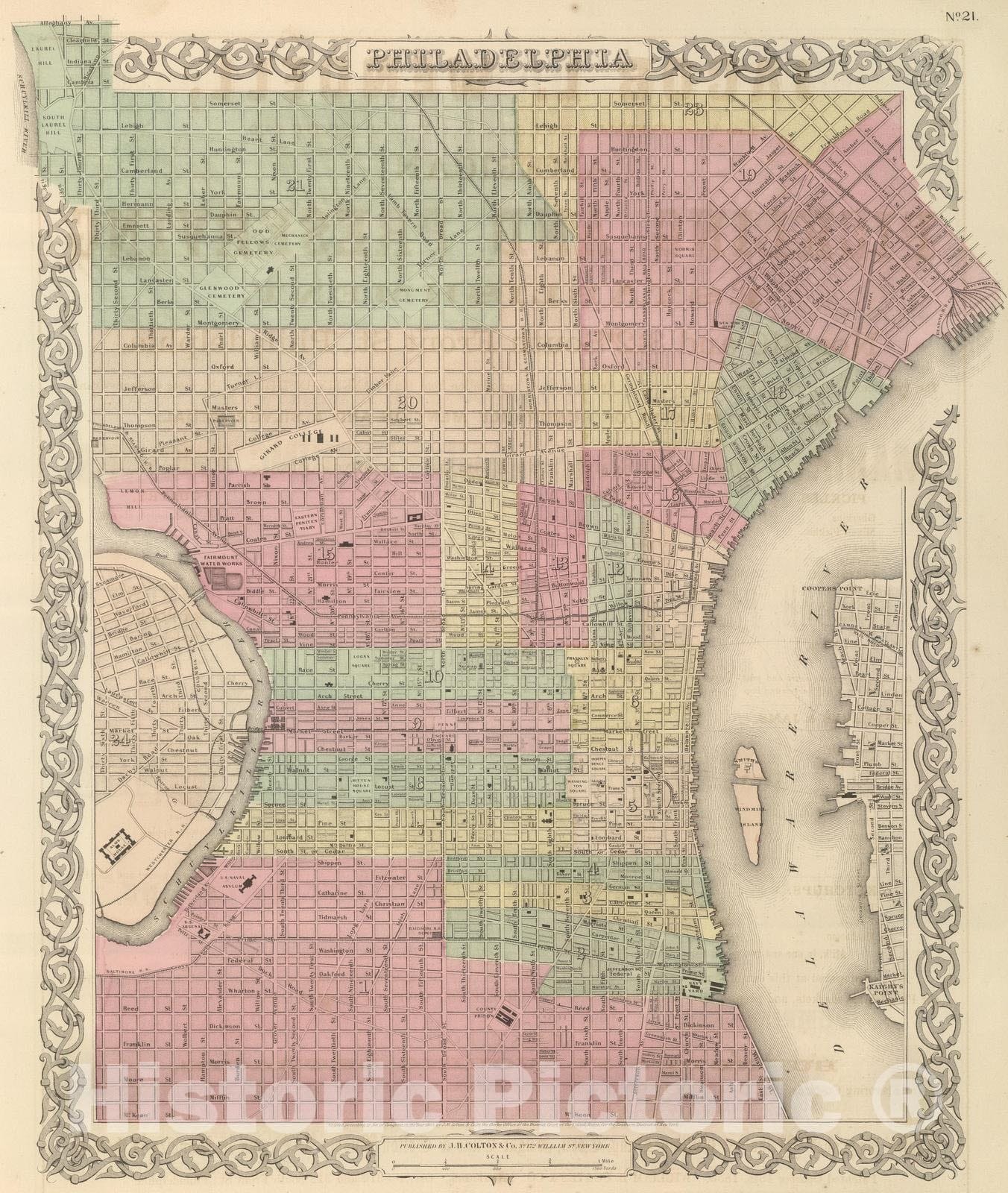 Historic Map : National Atlas - 1857 Philadelphia. - Vintage Wall Art ...