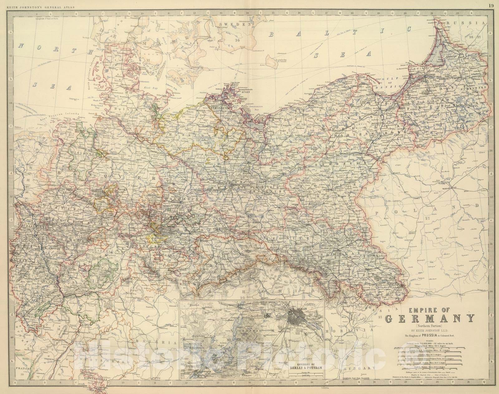Historic Map : 1879 Empire of Germany (northern portion). - Vintage Wa ...