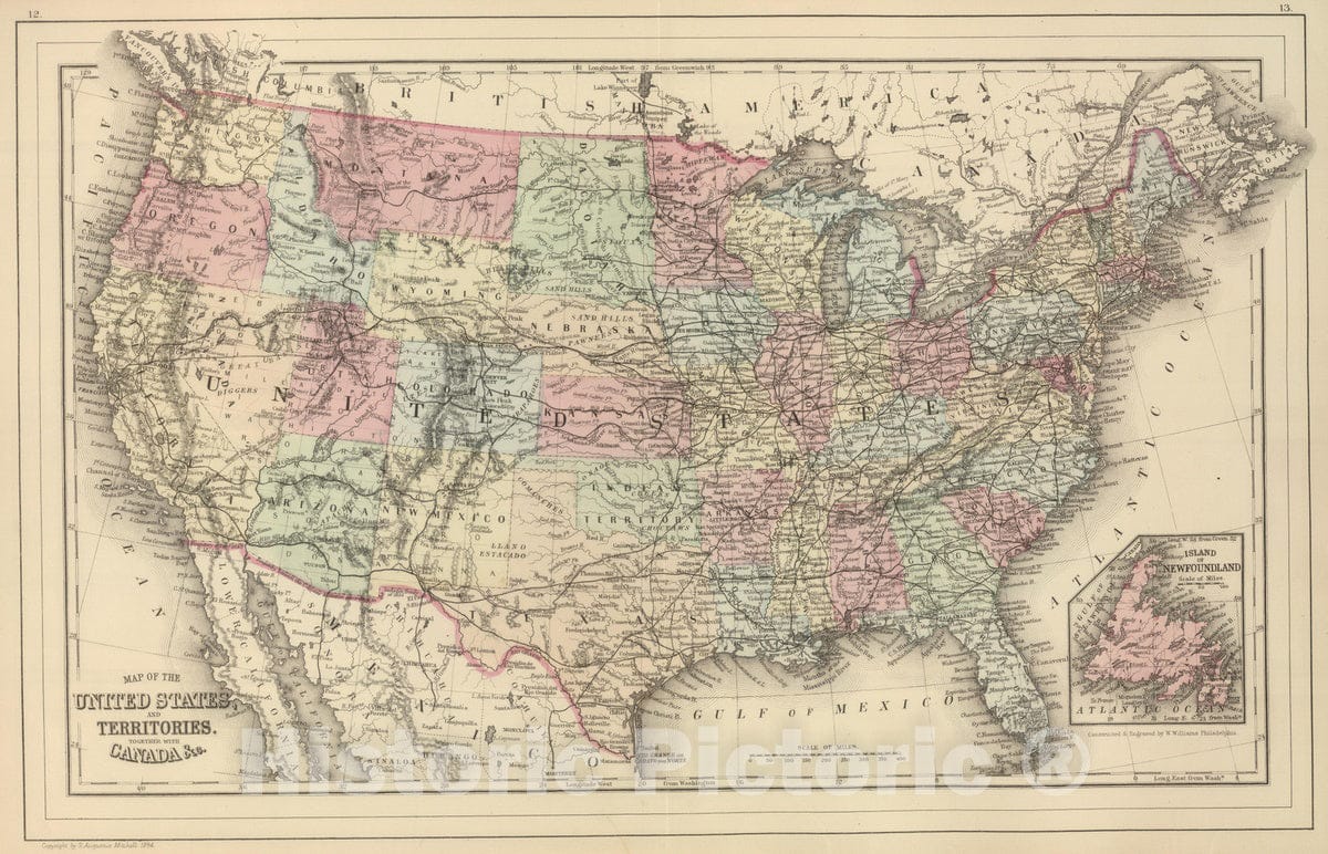 Historic Map : 1884 United States : Vintage Wall Art – Historic Pictoric