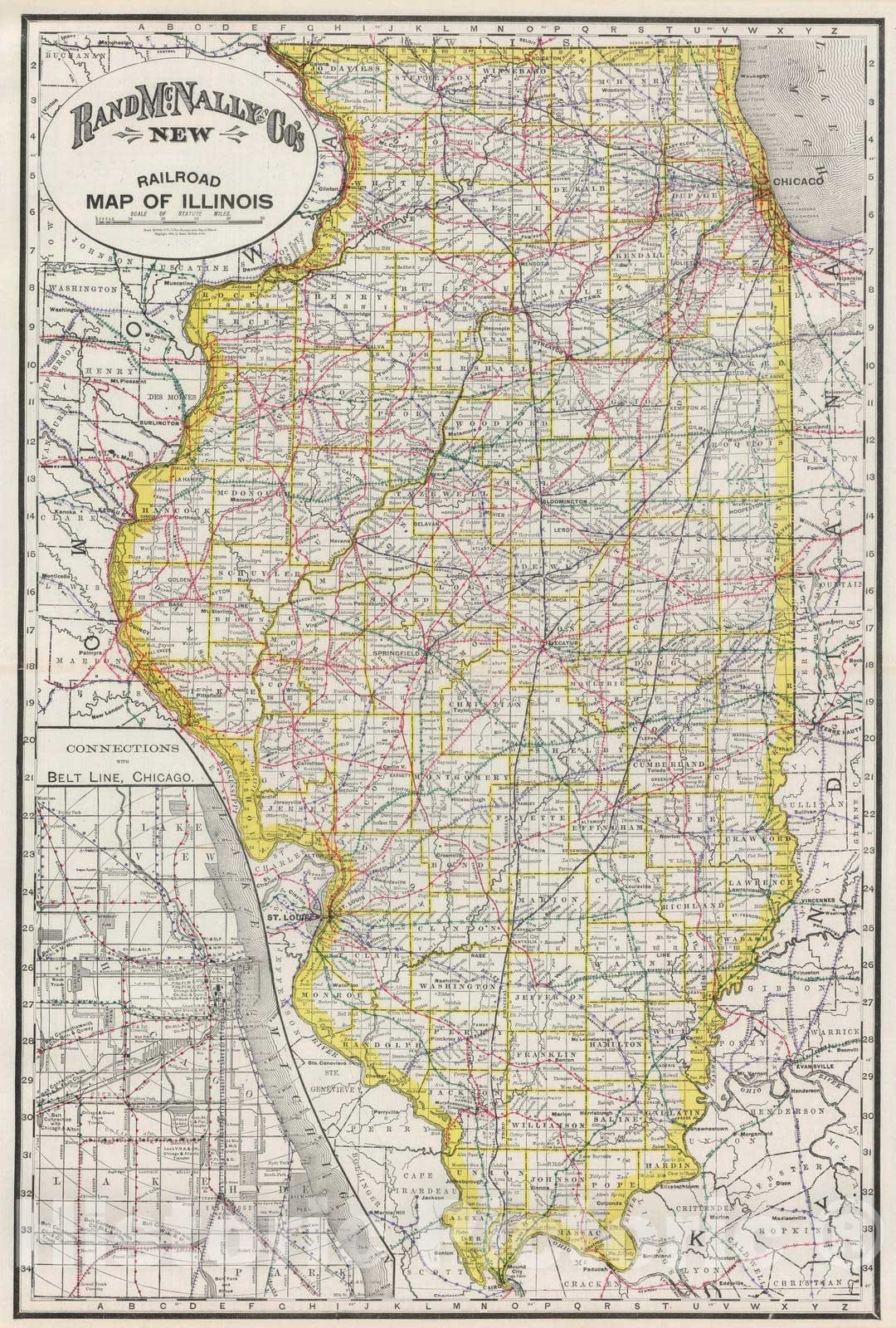 Historic Map : National Atlas - 1889 Illinois. - Vintage Wall Art ...