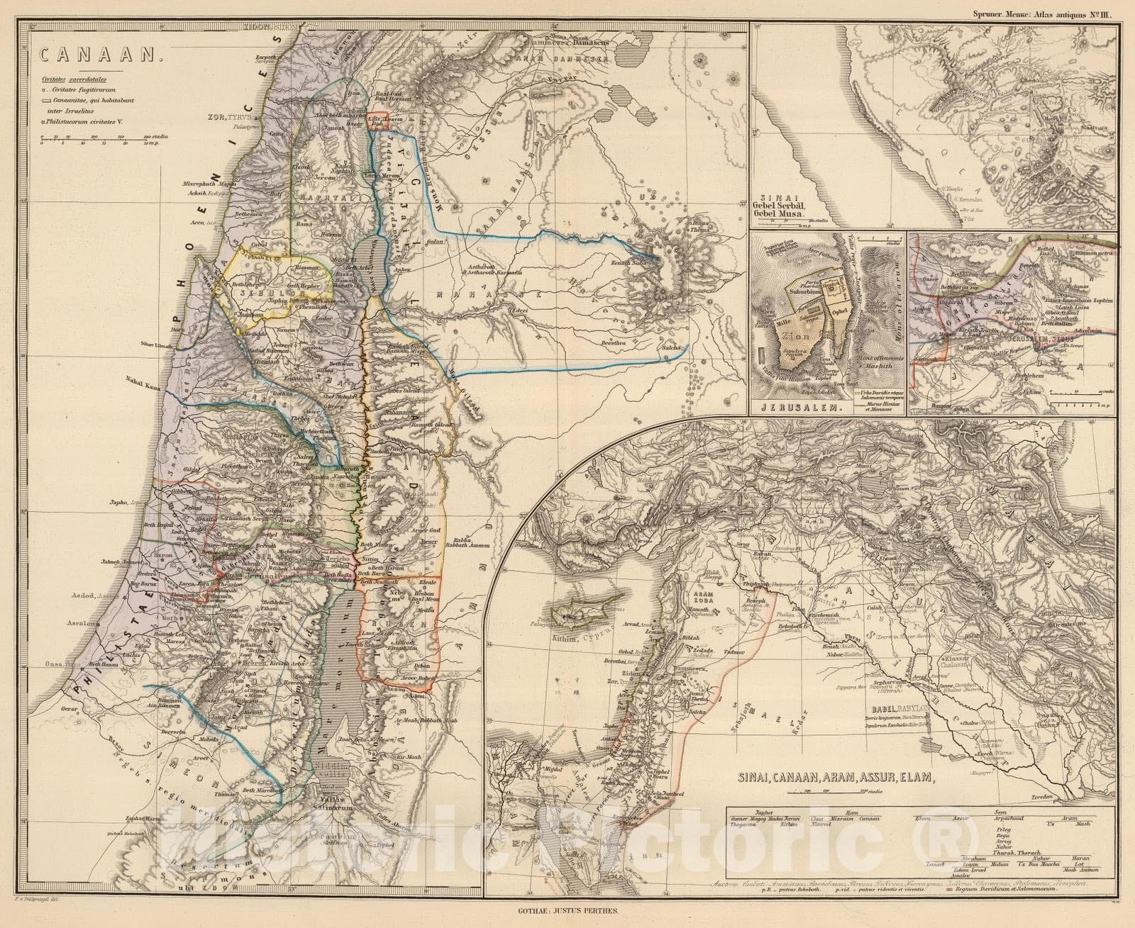 Historic Map : Classical Atlas - 1865 Canaan. - Vintage Wall Art ...