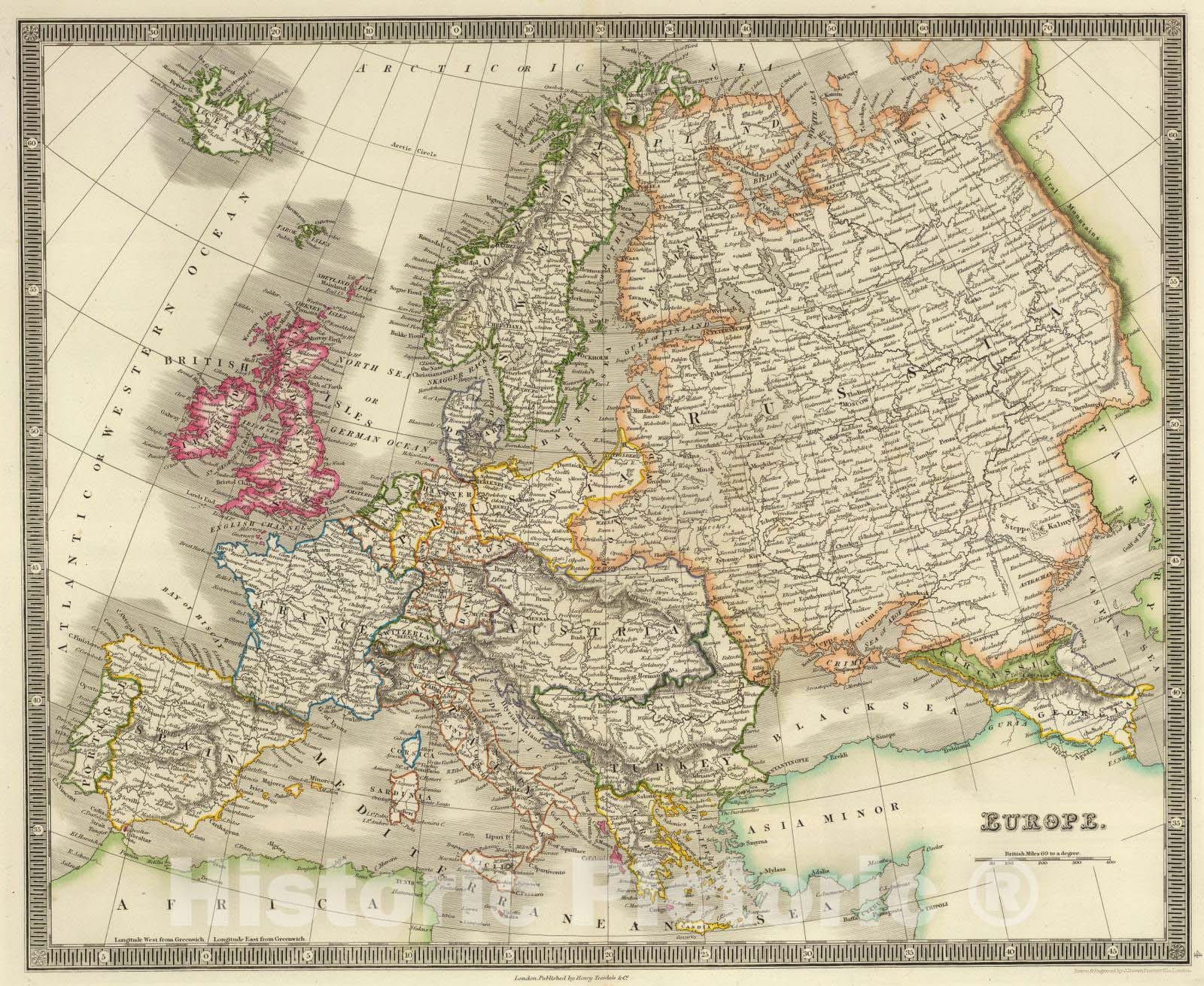 Historic Map : 1844 Europe. - Vintage Wall Art – Historic Pictoric