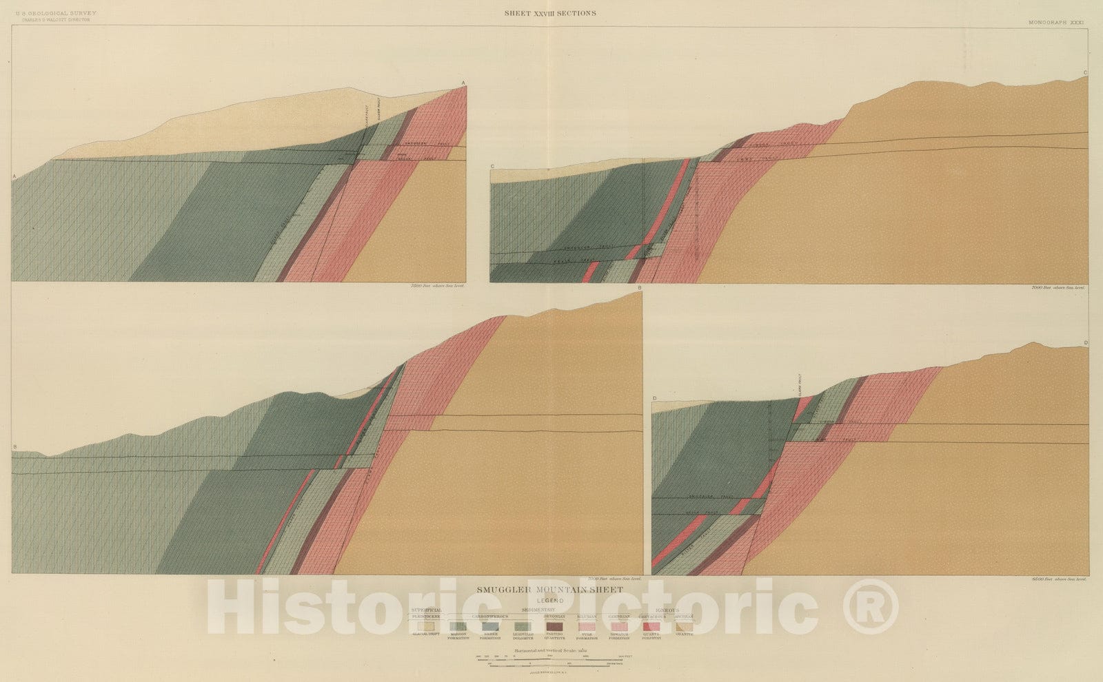 Historic Map : 1898 Smuggler MountainSheet. v2 - Vintage Wall Art ...
