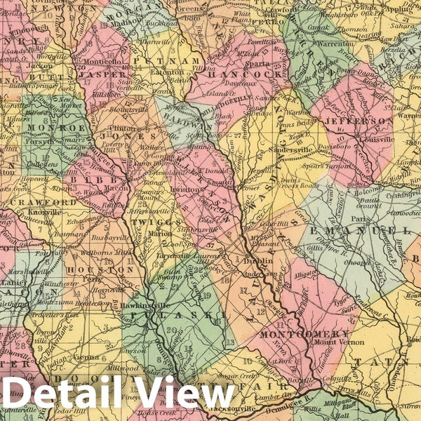 Historic Map : 1859 Georgia. - Vintage Wall Art - Historic Pictoric