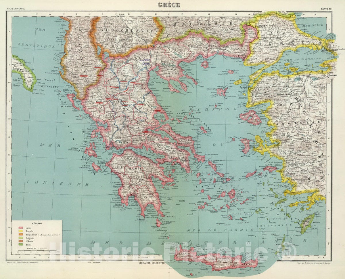 Historic Map : Greece, 1935 Grece. , Vintage Wall Art – Historic Pictoric