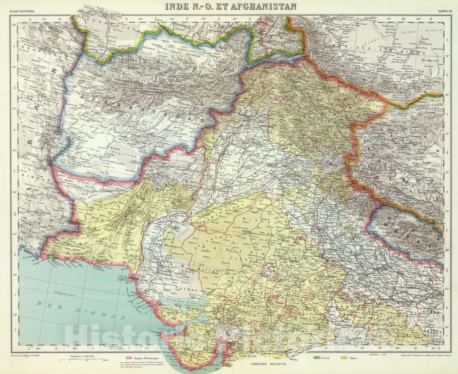 Historic Map : Afghanistan; India, 1936 Inde N.-O. et Afganistan. , Vi ...