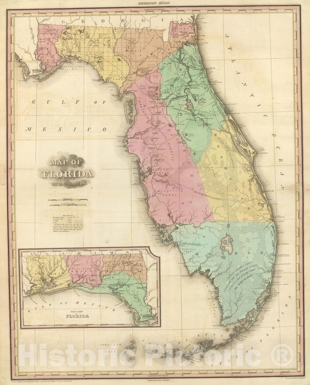 Historic Map : 1833 Florida. v1 - Vintage Wall Art – Historic Pictoric