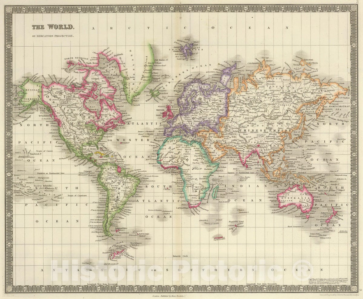 Historic Map : 1844 World. - Vintage Wall Art – Historic Pictoric