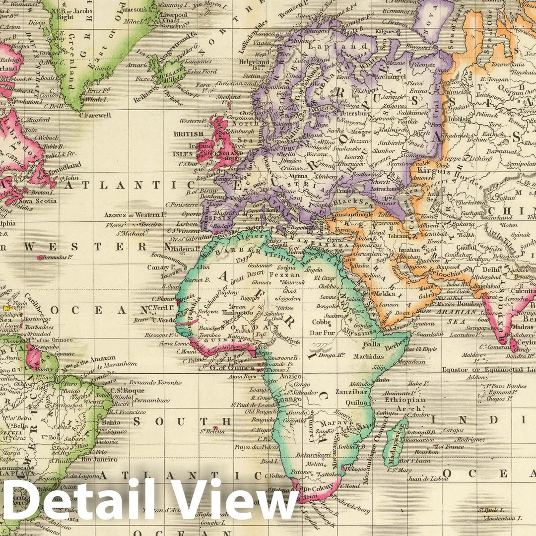 Historic Map : 1844 World. - Vintage Wall Art – Historic Pictoric
