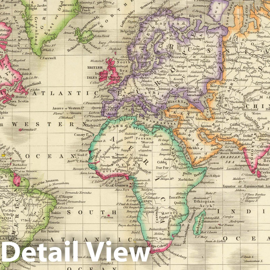 Historic Map : 1844 World. - Vintage Wall Art – Historic Pictoric