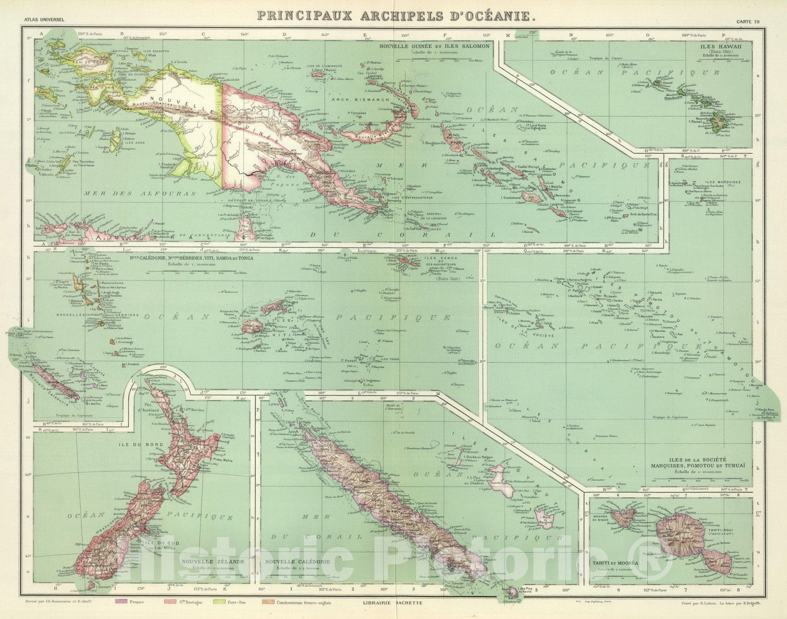 Historic Map : New Zealand; French Polynesia, Oceania, Pacific 1931 Pr ...