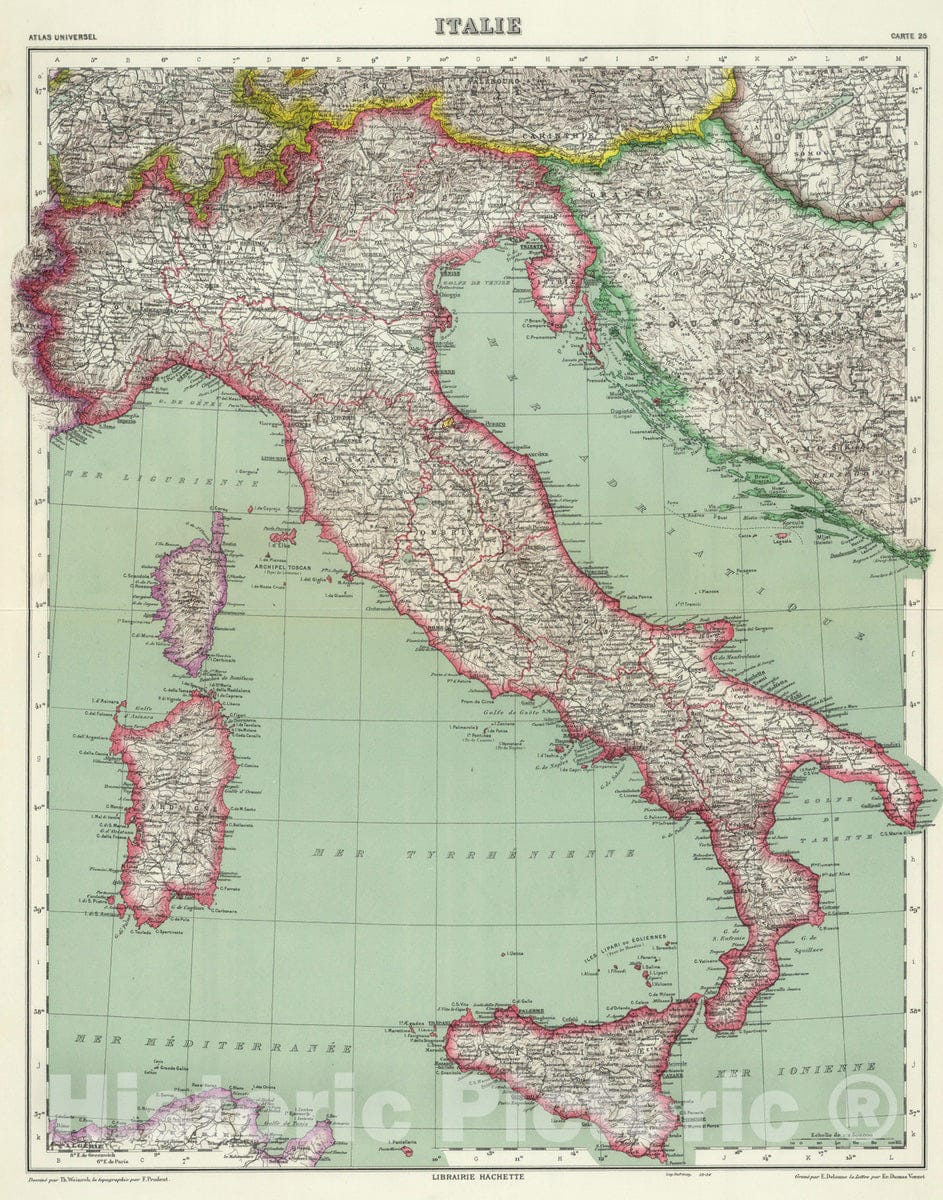 Historic Map : Italy, 1936 Italie. , Vintage Wall Art - Historic Pictoric