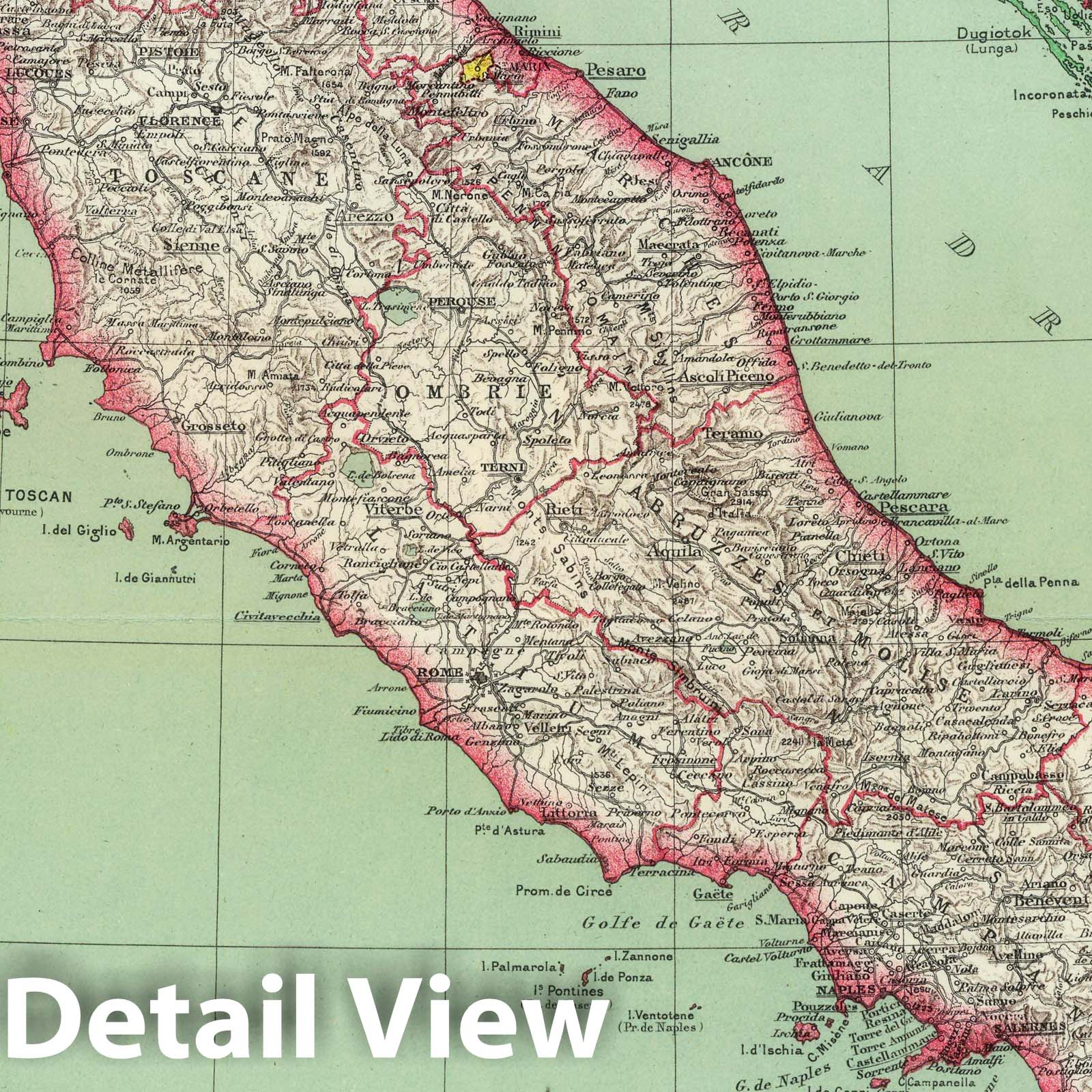 Historic Map : Italy, 1936 Italie. , Vintage Wall Art - Historic Pictoric